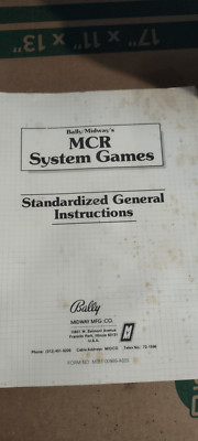 bally mcr system games arcade manual #1063 | eBay