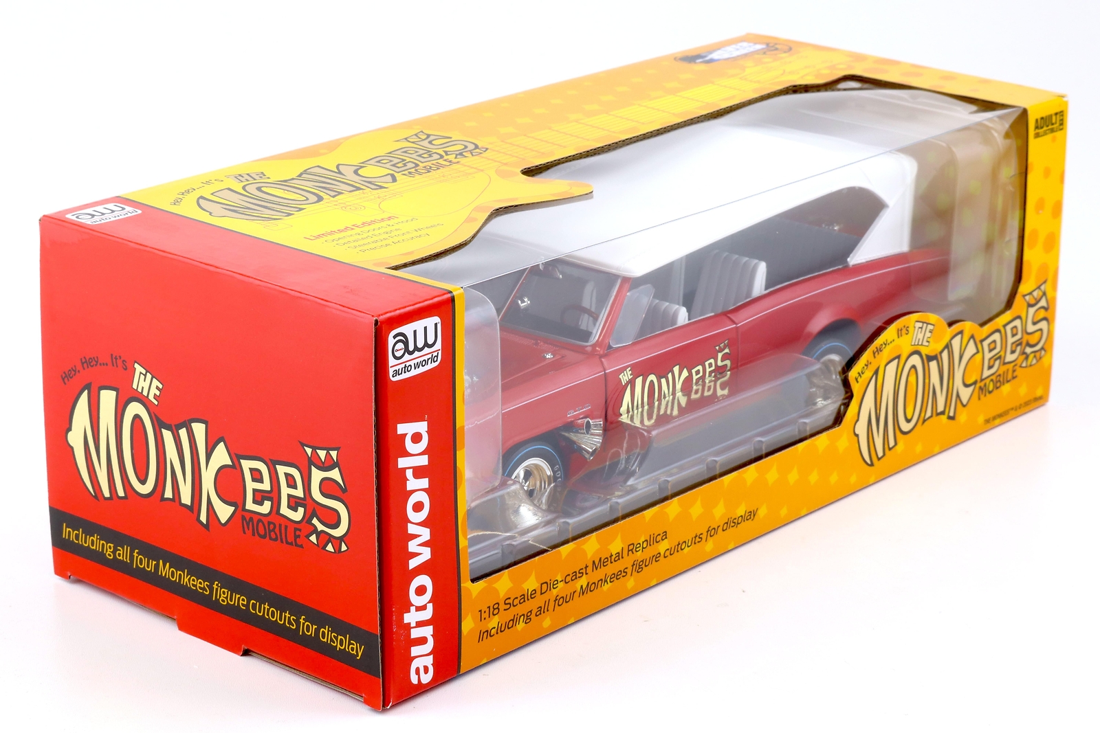1:18 Auto World 1966 Pontiac GTO Convertible The Monkees Mobile Red ...