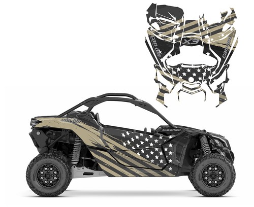 Can am Maverick X3 custom graphics wrap kit 24mil American Flag 9055 ...