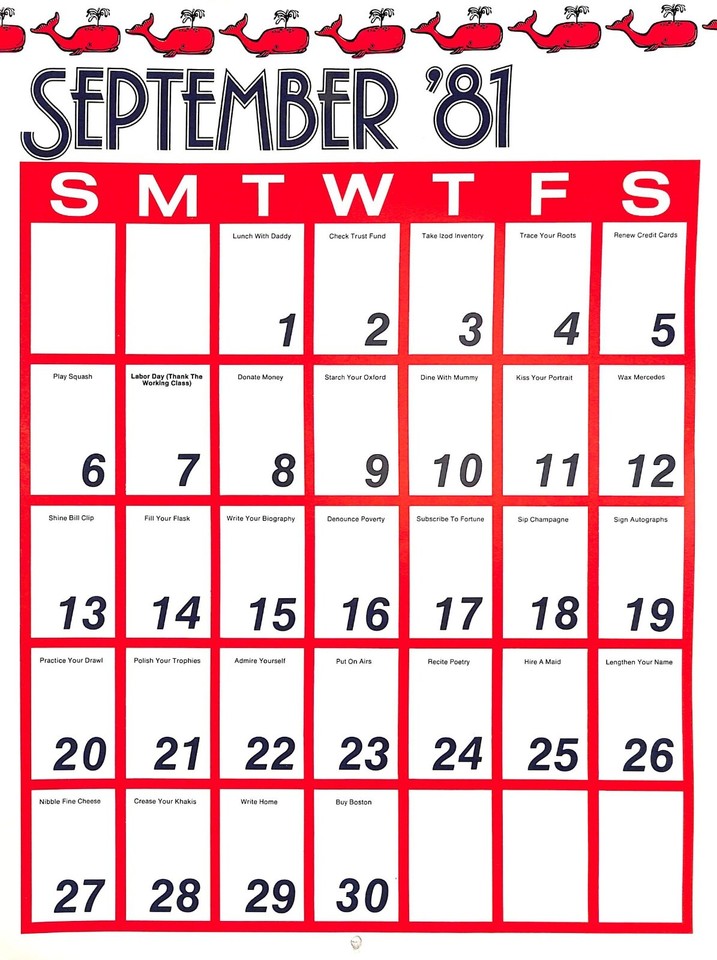 "Official Preppie Calendar "A Prep For All Seasons" 1982 SHADYAC, Tom ...