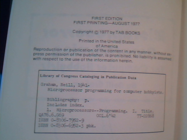 Book Microprocessor Programming for Computer Hobbyists Graham 1977 1st Edition | eBay