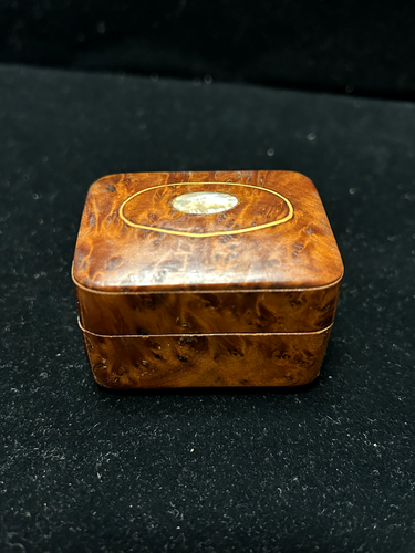 1800's Vintage Presentation Ring Box Burl Wood with Mother of Pearl ...