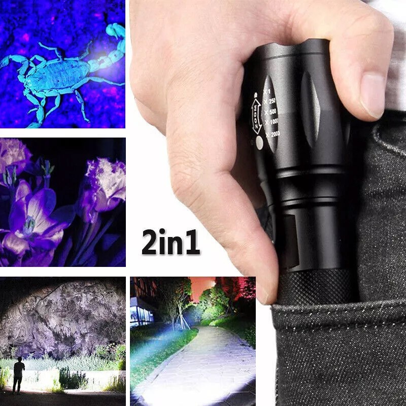 Super Bright 120000lm UV Torch Ultra Violet Flashlight Blacklight Light ...
