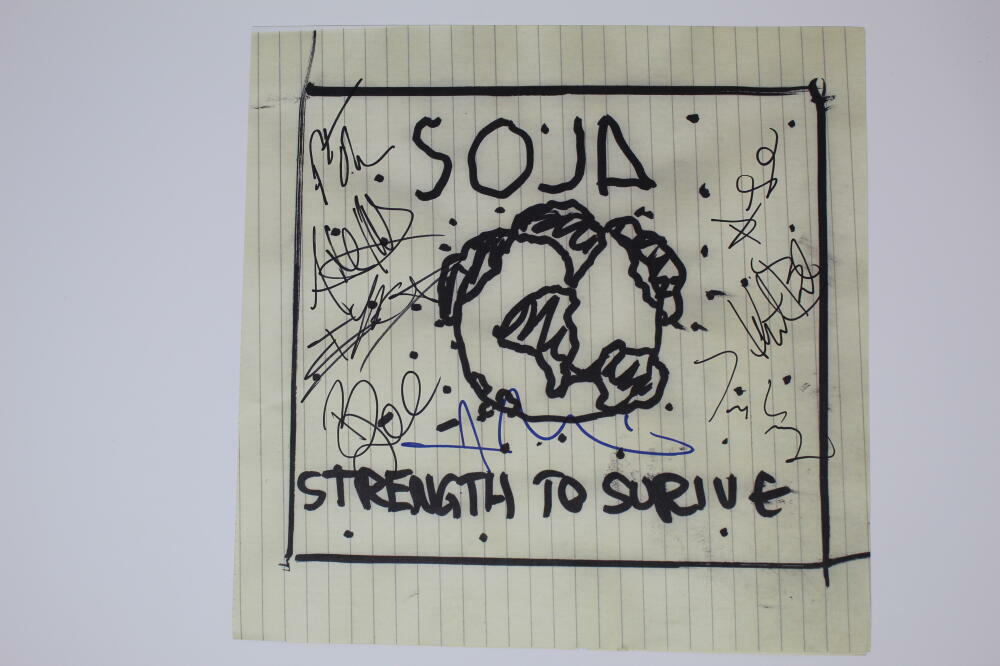 SOJA FULL BAND SIGNED AUTOGRAPH ALBUM VINYL RECORD INSERT - STRENGTH TO ...