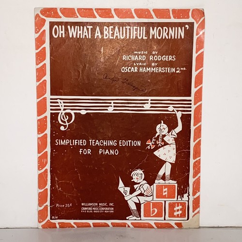 Vintage 1947 Oh What A Beautiful Mornin' Piano Sheet Music Teaching ...