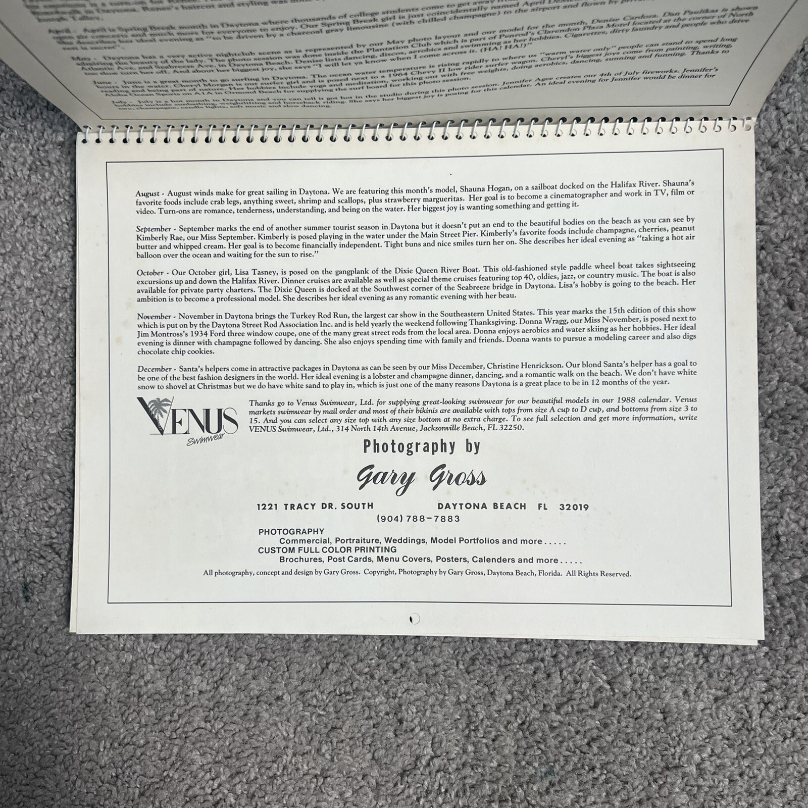 1988 Girls of Daytona Beach Calendar Florida Women Venus Swimwear Vtg ...