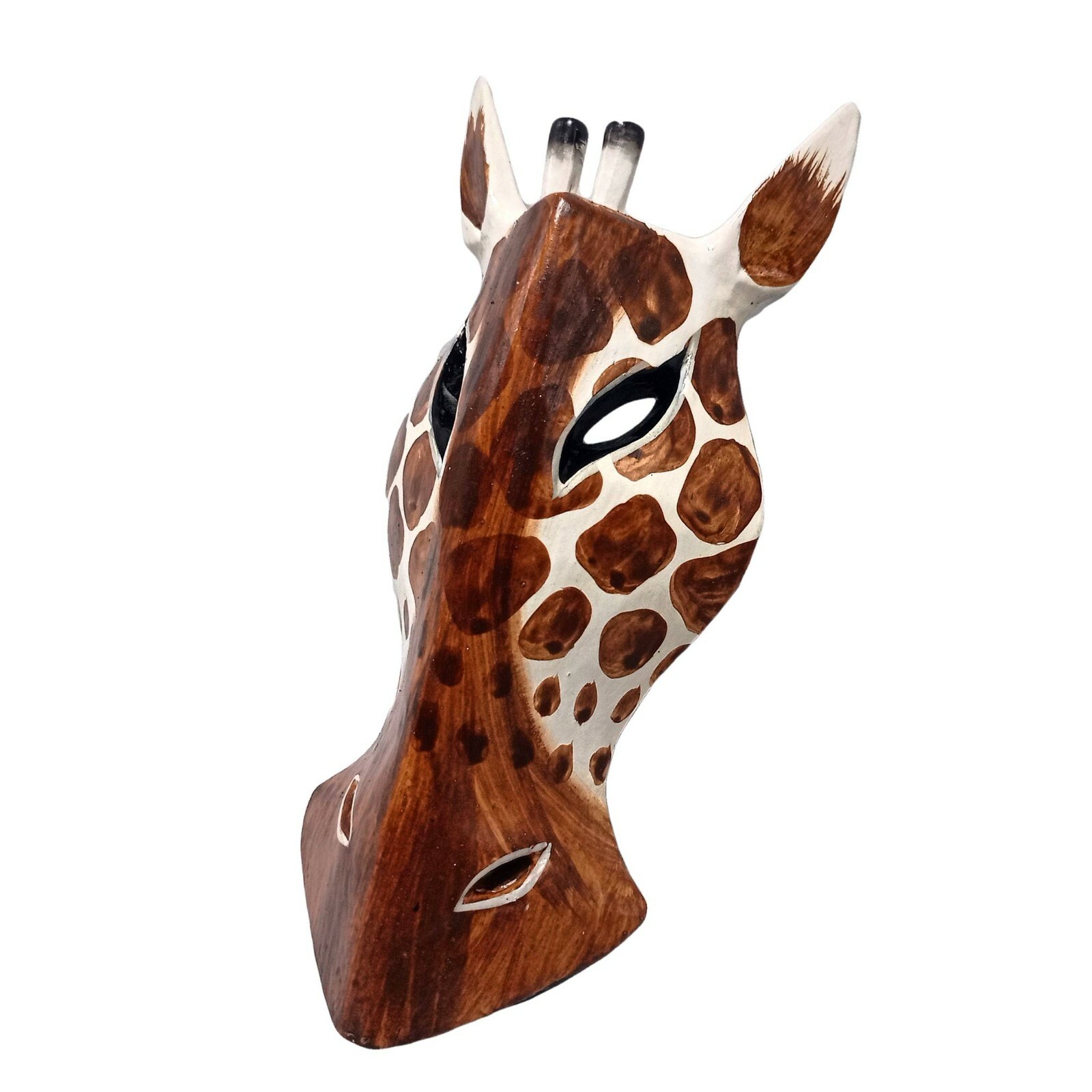 White Giraffe Animal Safari Jungle Wood Mask Hand Carved Wall Holding ...
