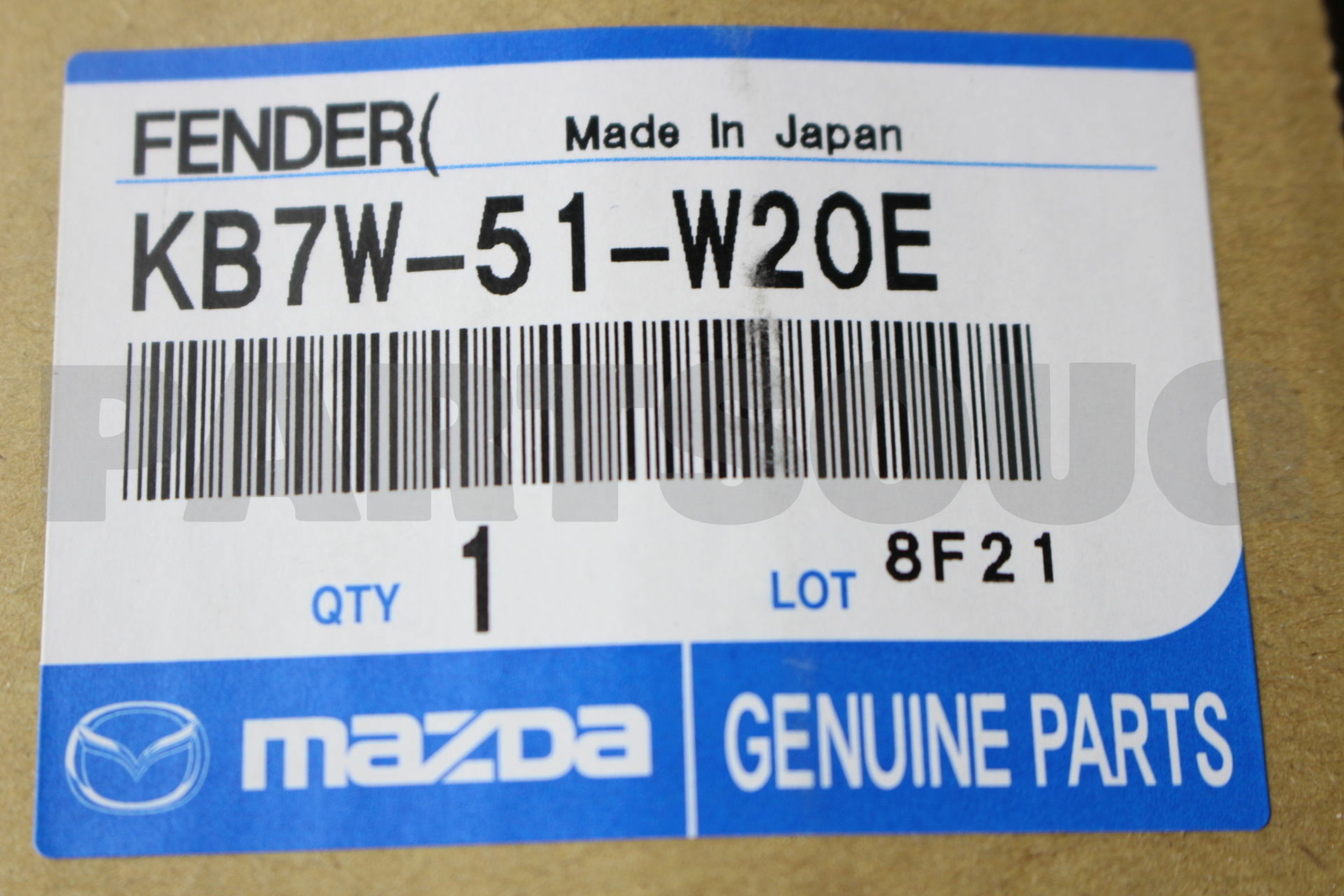 Genuine Mazda FENDER(R), Over-Frt KB7W51W20E | Genuine OEM