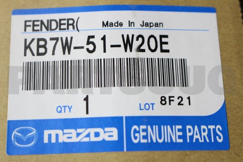KB7W51W20E Genuine Mazda FENDER(R),OVER-FRT KB7W-51-W20E | eBay