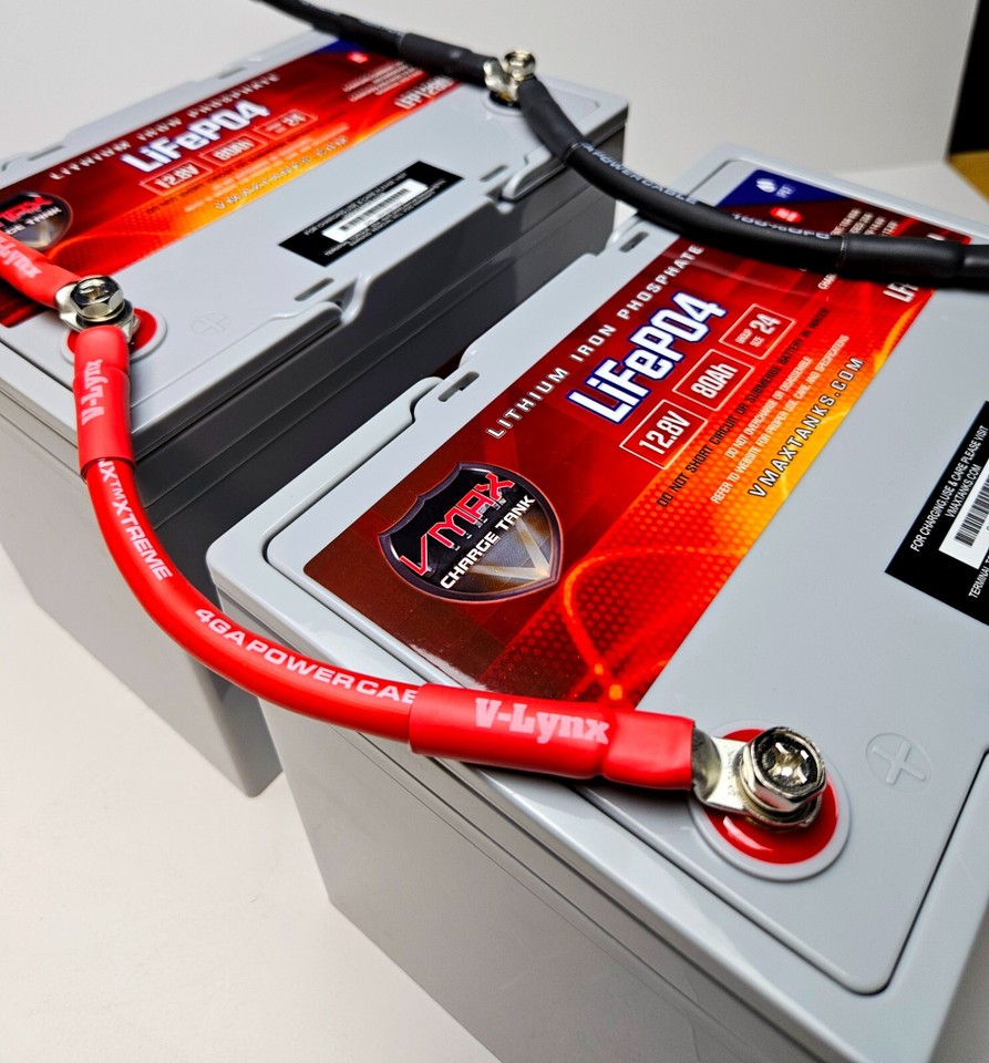 Pair of 4GA AWG Red and Black Cables 100% Copper Lug Battery Inverter ...