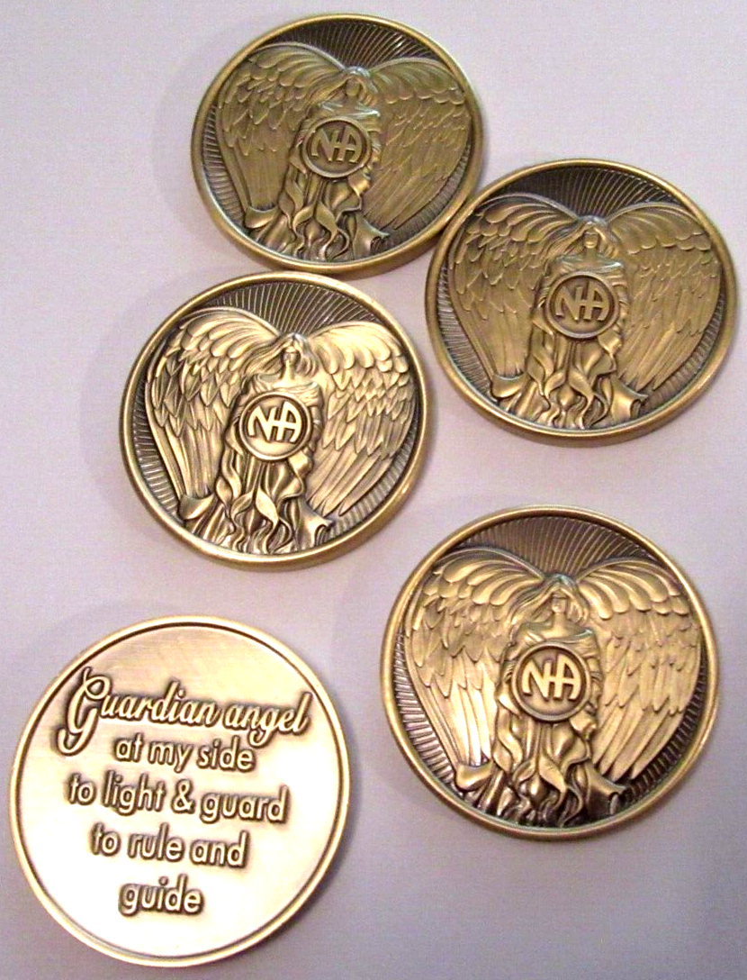 Narcotics Anonymous 5 Bronze ANGEL Medallion NA Clean Coin Token Chip ...
