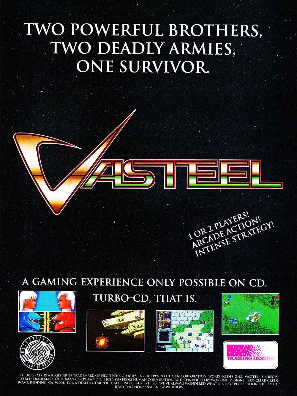 Vasteel Turbo Grafx-16 Original 1993 Ad Authentic Working Designs Game ...