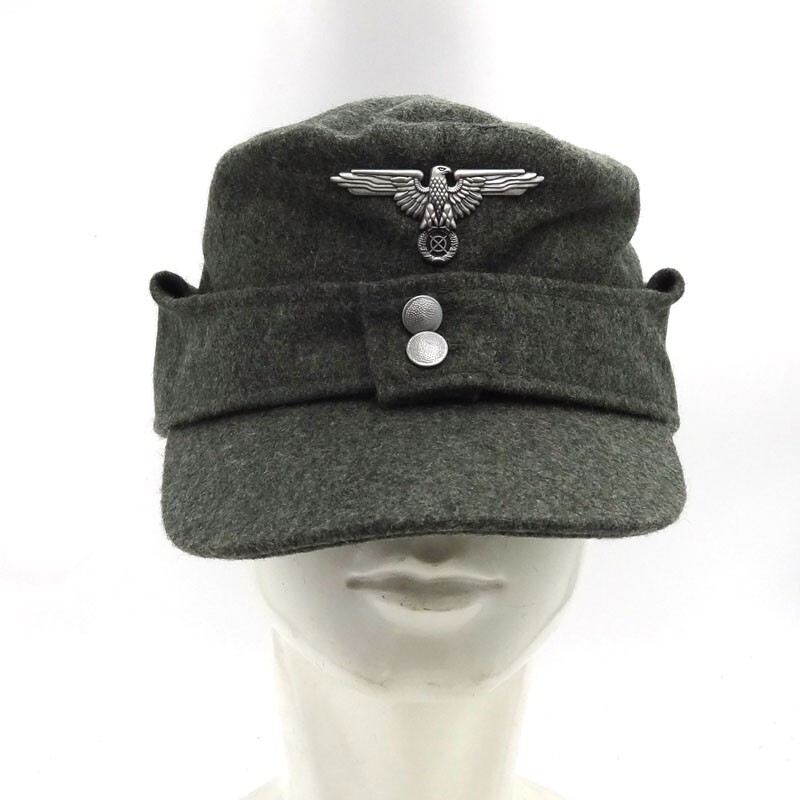 WW2 German Army Solider M43 Field Wool Cap Hat & German Eagle Badge Pin ...