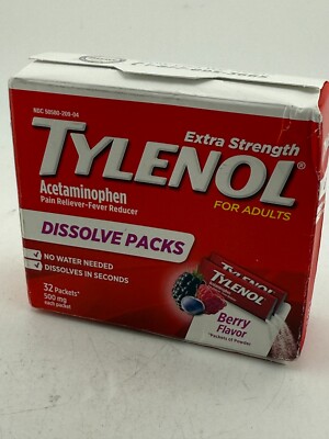 Tylenol Extra Strength Dissolve Packs with Acetaminophen Berry 32 ...