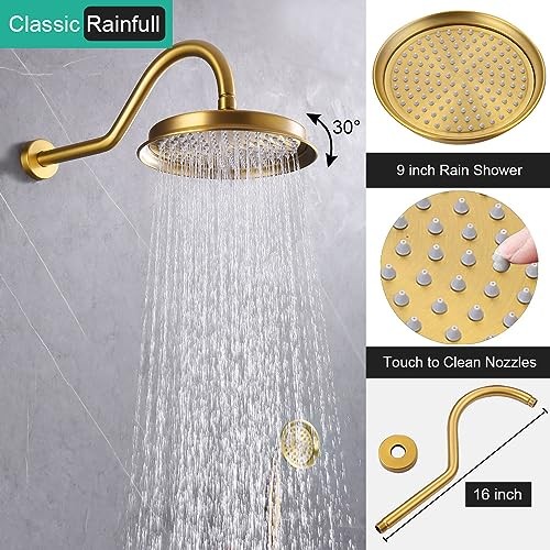 Brushed-Gold Shower Faucets-Sets Complete: Brushed Titanium Gold Wall ...