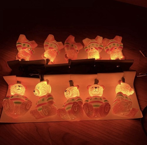 VTG Blow Mold Teddy Bear String Lights set of 10 Club Santa | eBay