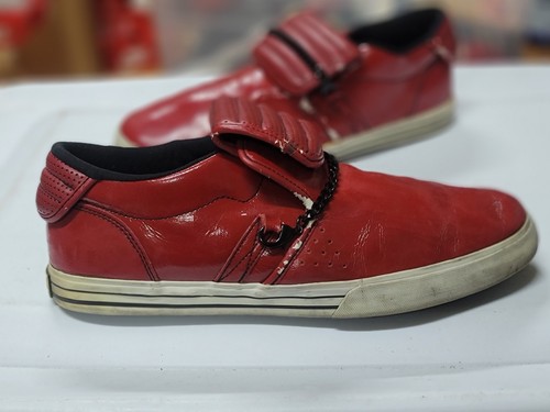 Supra Cuban Red Patent Leather Slip On Athletic Sneaker Skate Men's ...