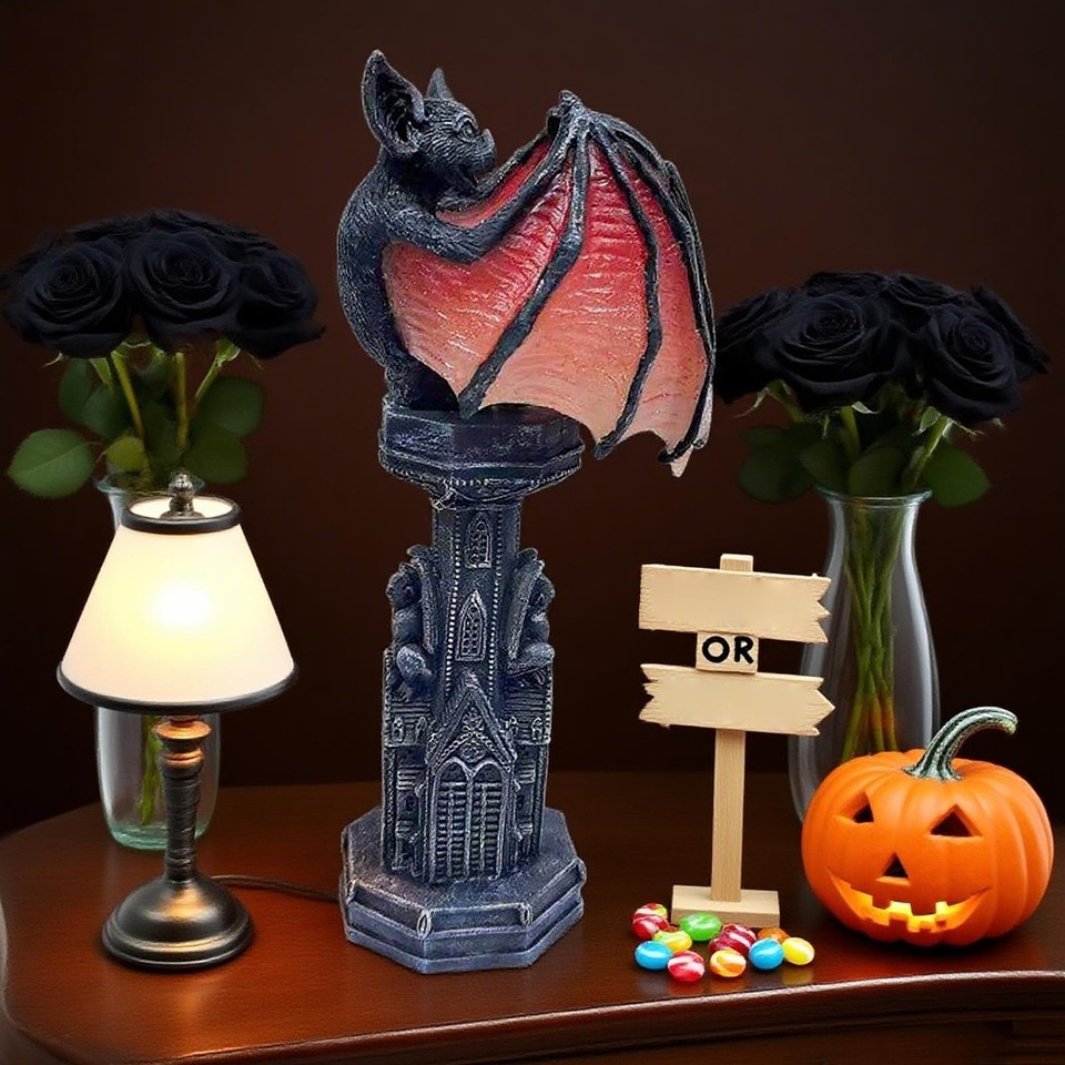 Halloween Gothic Lamps Bat Wing Gothic Desk Lamp For Haunted-House Yard ...