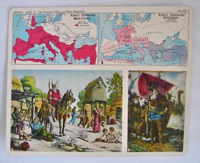 Vintage 1933 Art Print Middle Ages Teutonic Tribes Germanic Migration ...