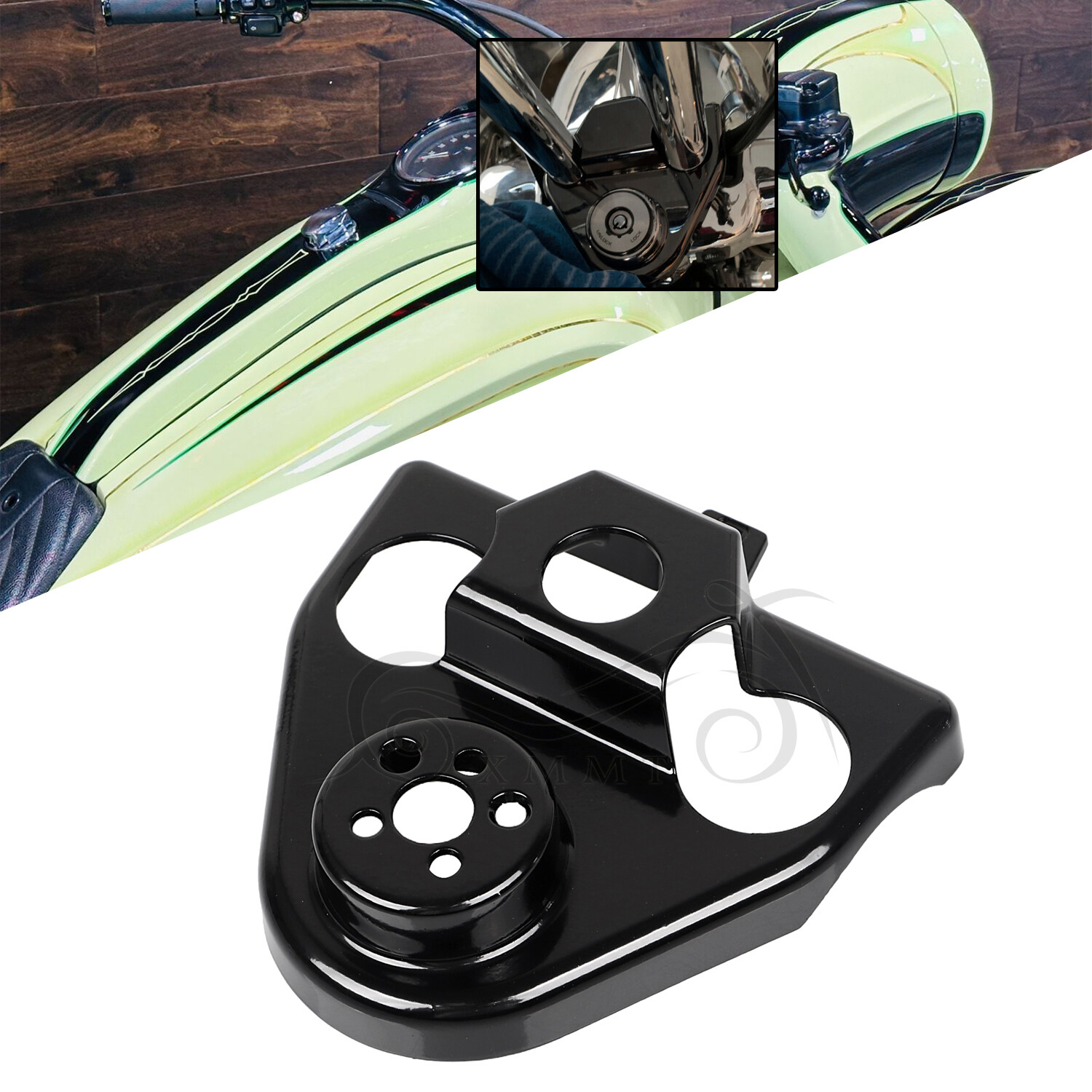 Black Zinc Alloy Handlebar Riser Cover For Harley Road King Custom ...