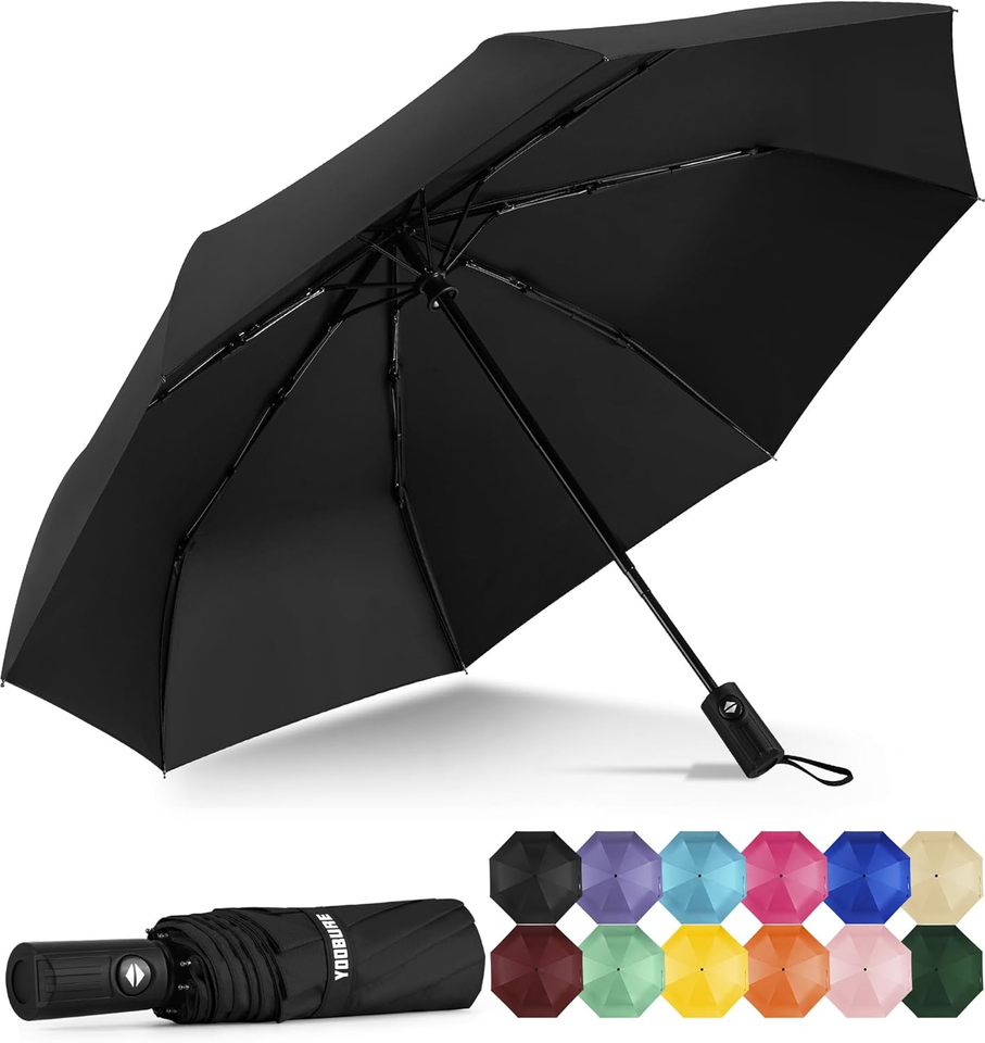 Windproof Travel Umbrella, Automatic Umbrellas for Rain - Compact ...