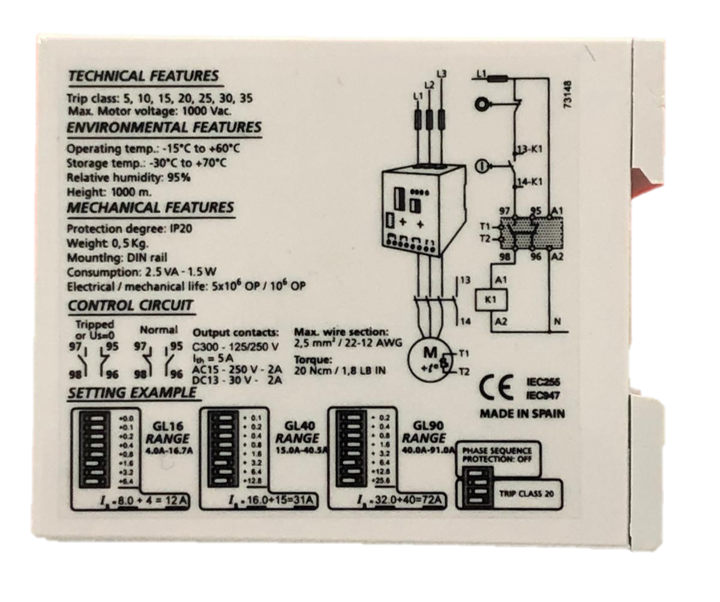 Fanox GL90 Integral Motor Protection Relay 30 - 60hp, 115V aux supply ...