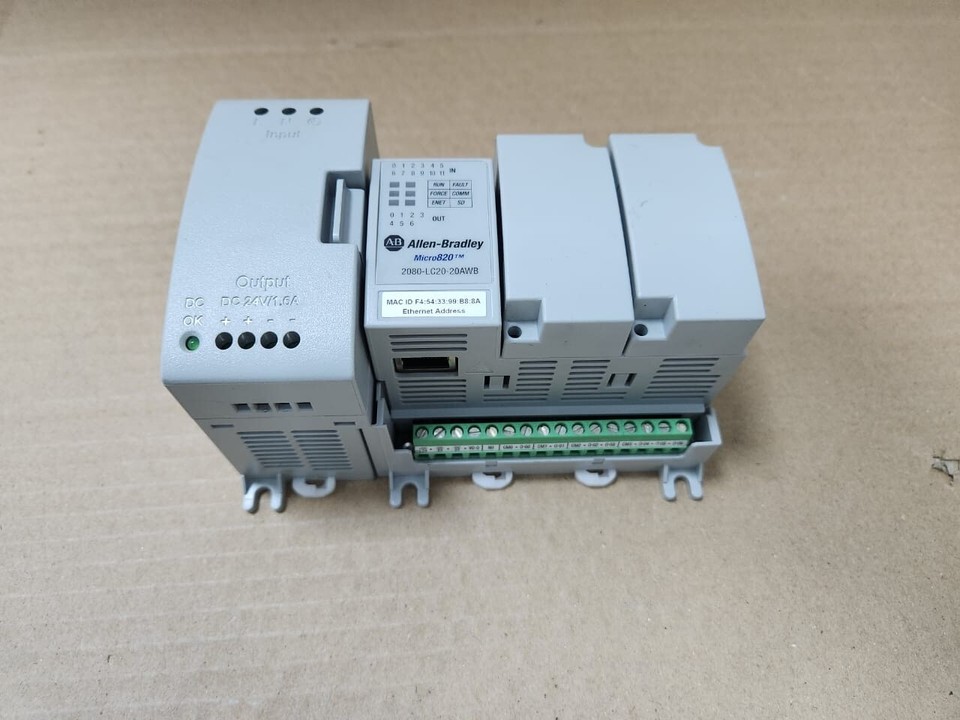 2080-LC20-20AWB Allen Bradley Micro 820 PLC with 2080-PS120-240VAC ...