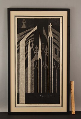 1960 KIYOSHI SAITO Mid-Century Modern Japanese Woodblock Print NOTRE ...