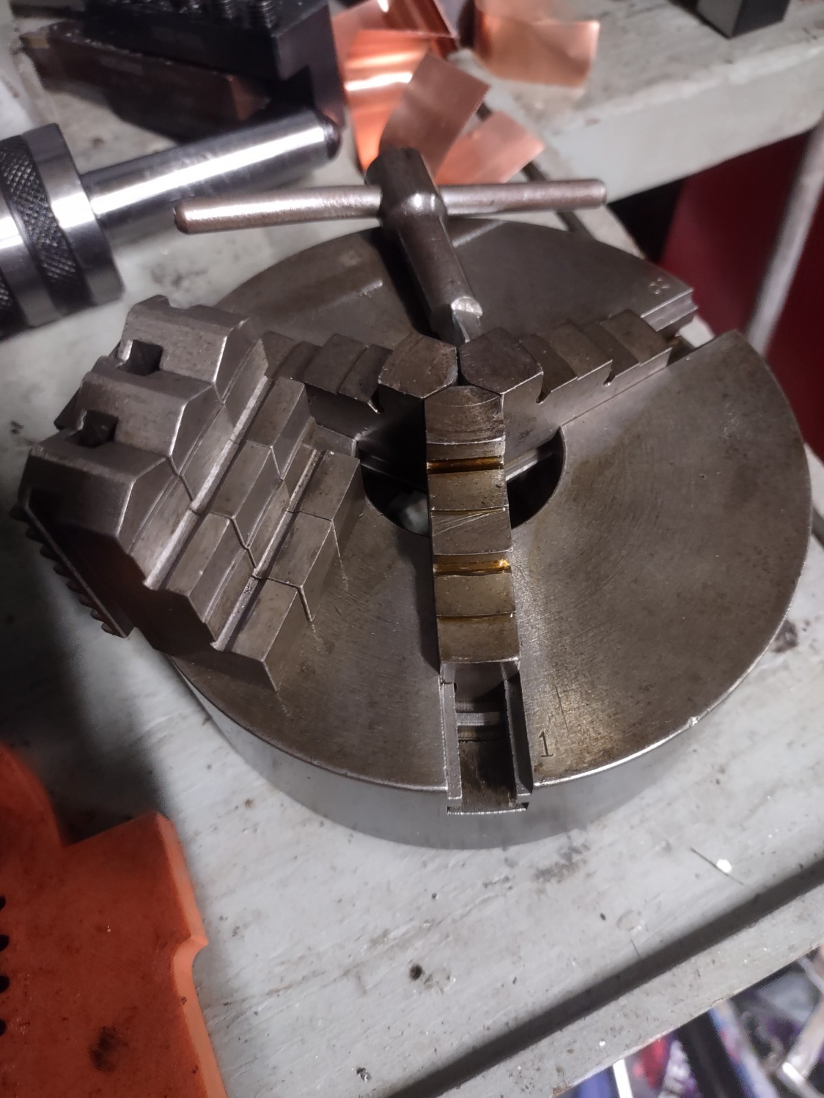 Atlas Craftsman 10/12 Lathe 5" Flat Back Buck Chuck 3 Jaws 1 1/2"-8 ...