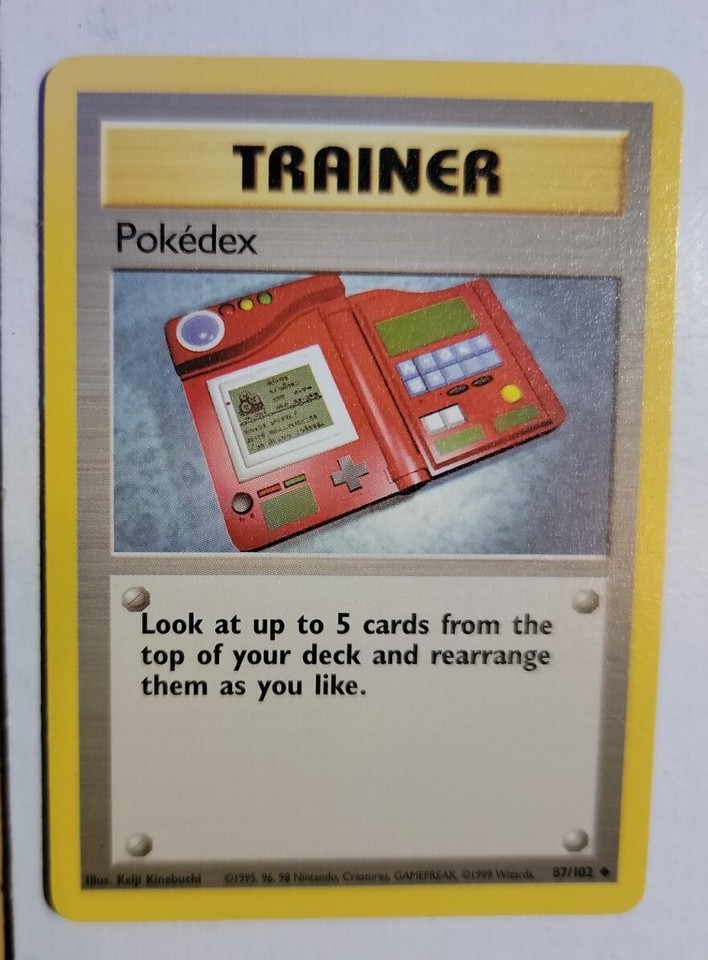 VERY RARE 1995, 96,98 POKEMON POKEDEX TRAINER CARD 87/102 BASE SET ...