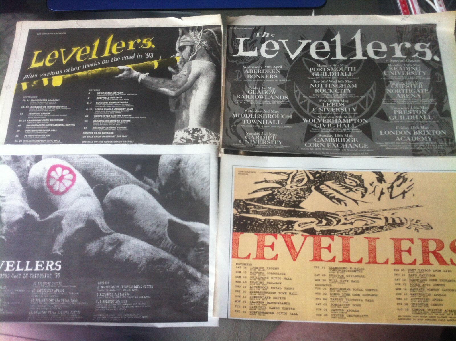 THE LEVELLERS - UK TOUR DATES 1993 1992 1995 1998 - small advert ...
