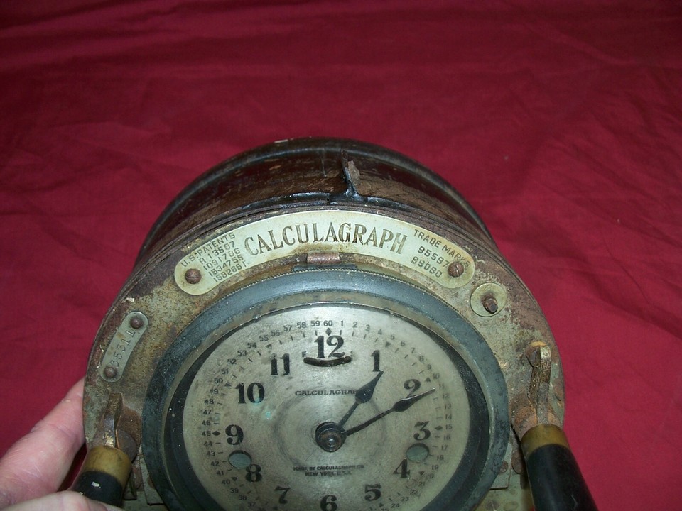 Antique Calculagraph Machine Time Clock Card Recorder Old Factory Punch ...