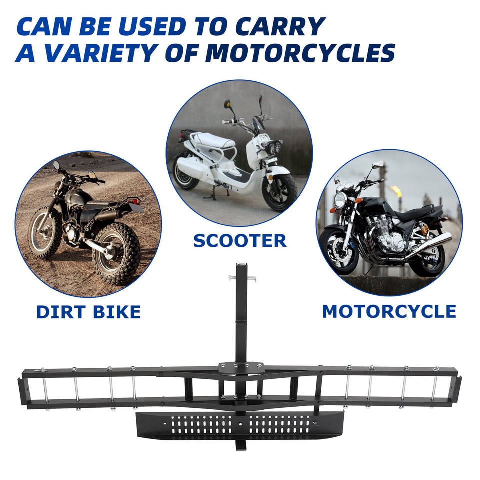 500 LB Motorcycle Scooter Carrier Bike Hitch Mount Rack Ramp Steel ...