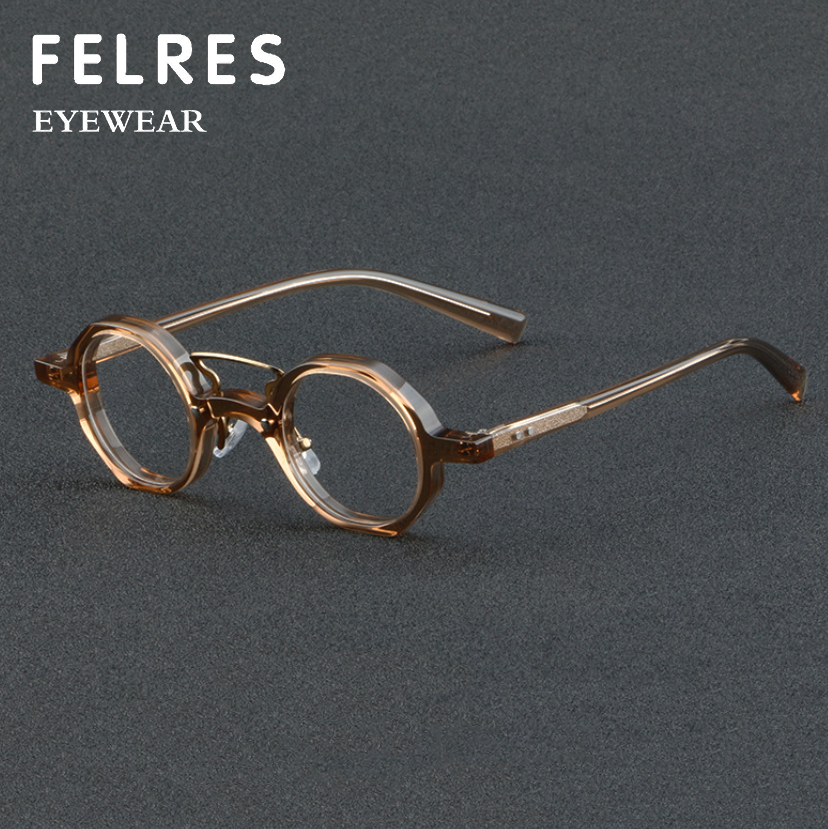 Round Small Frame Acetate Eyeglasses For Men Clear Lens Retro Glasses ...