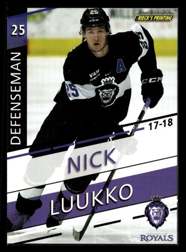 Nick Luukko 2017-18 Rieck's Printing Reading Royals (ECHL) #19 Reading ...