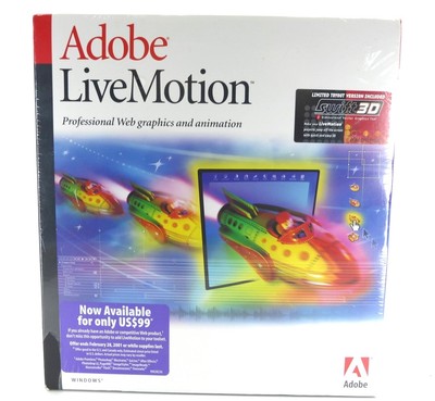 Adobe LiveMotion Professional Web Graphics & Animation (1999) NIB | eBay