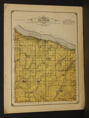Minnesota Winona County Map Homer Township 1914 W5#05 | eBay