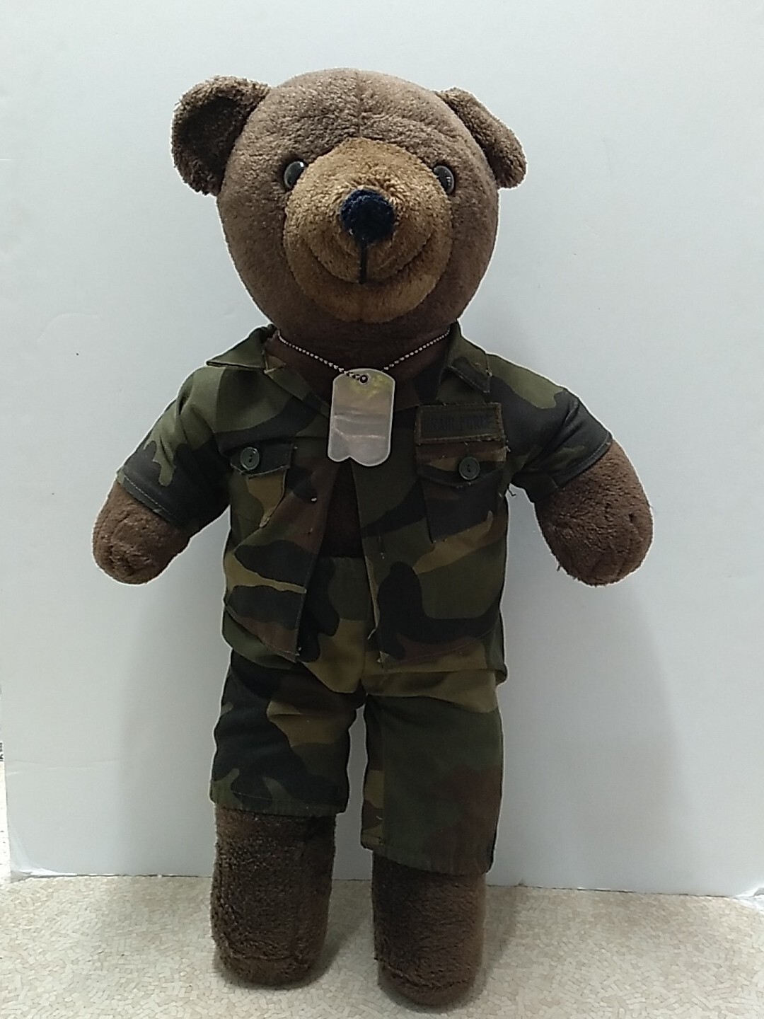 Vintage US Air Force Teddy Bear In Uniform - Dog Tag & Camo Fatigues ...