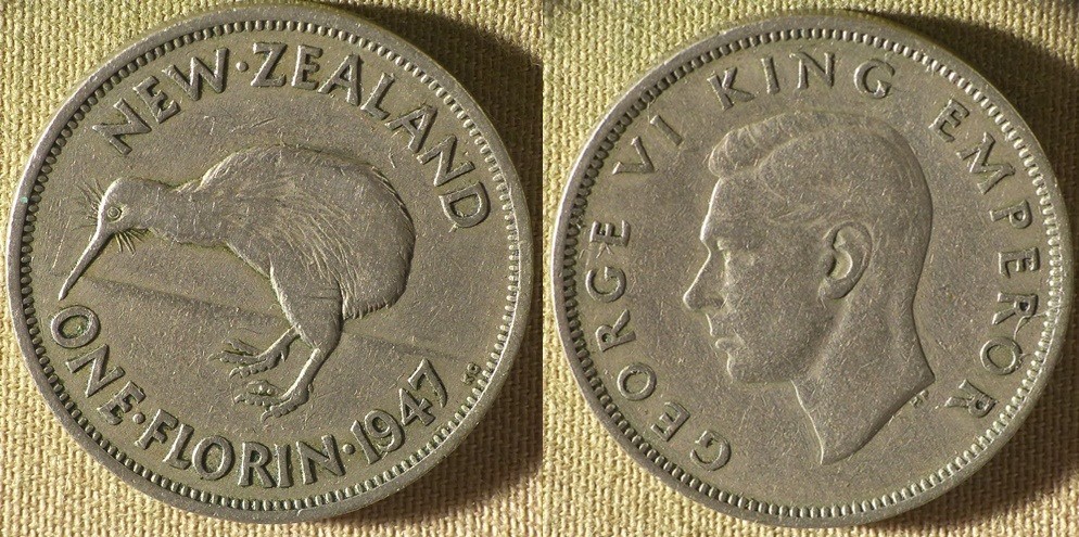 New Zealand : 1947 1 Florin VF #10.2a IR9635 | eBay