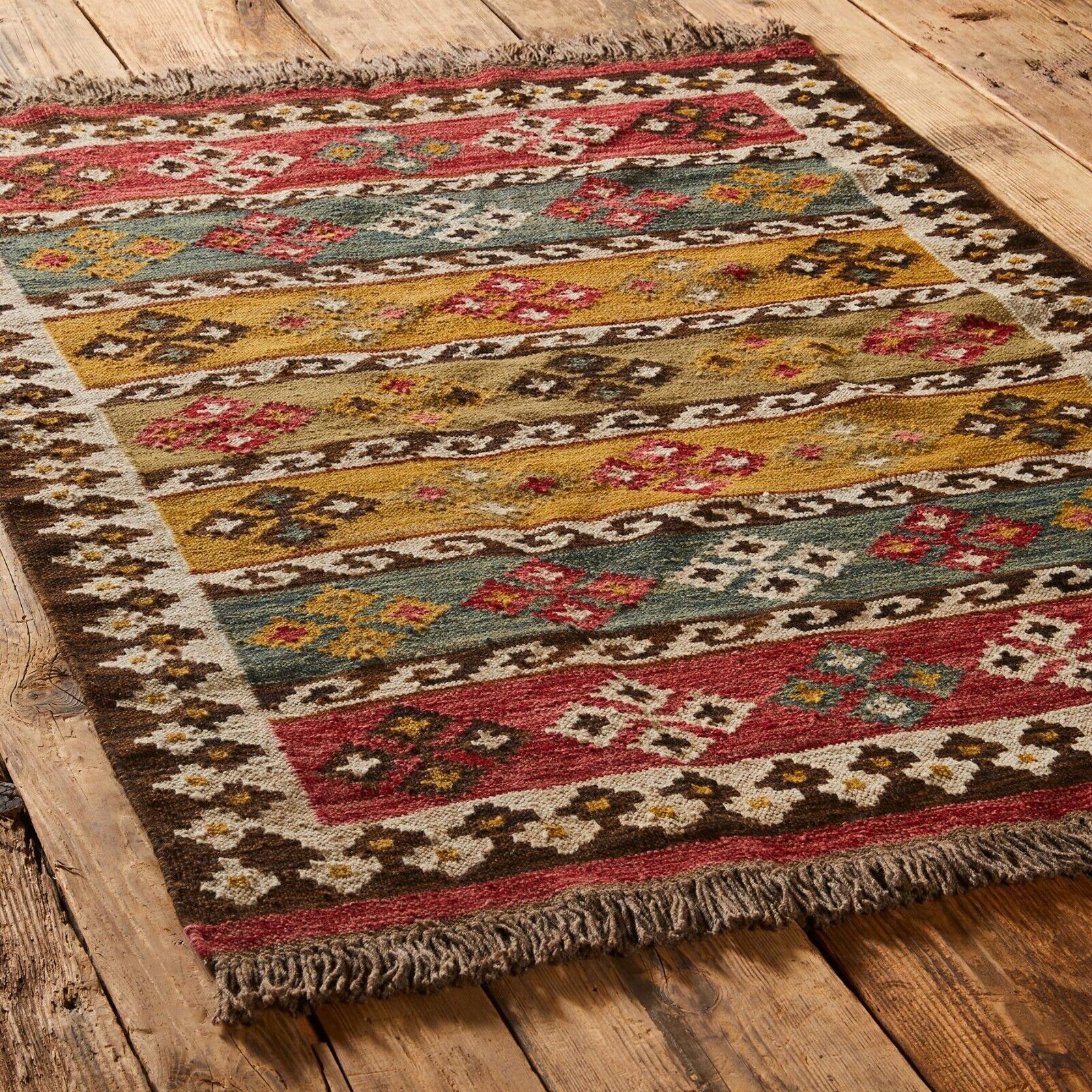 Kilim Wool Jute Rugs Runner Bohemian Custom Vintage Carpet Dhurrie Rug ...