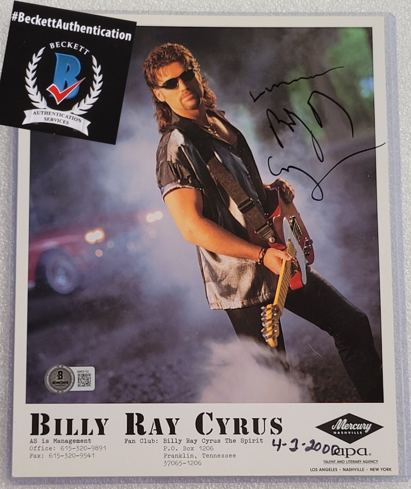 BILLY RAY CYRUS PHOTO AUTOGRAPHED BECKETT BAS COA SIGNED 8X10 COUNTRY ...