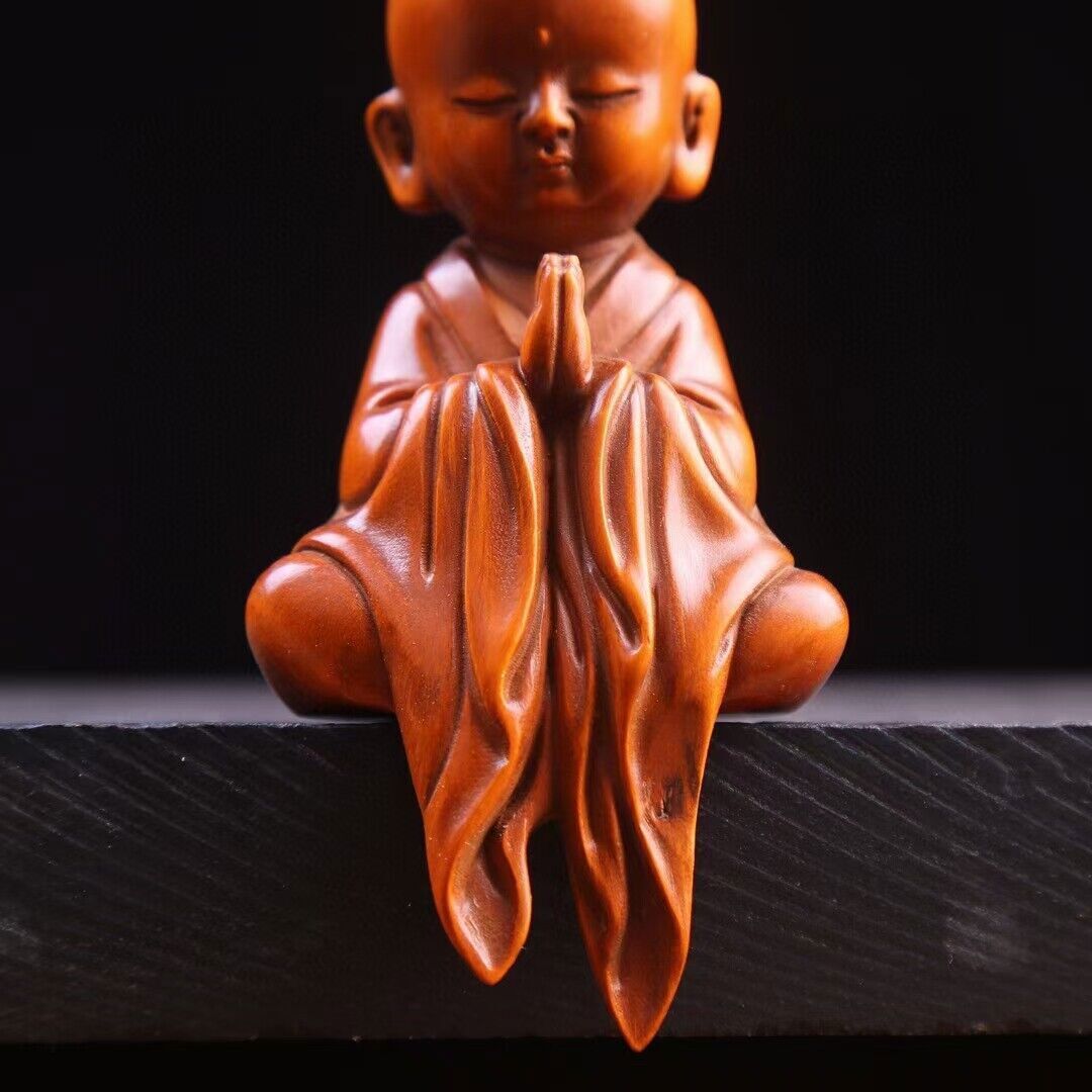 Chinese Boxwood Wood Hand Carved Buddhist monk Statue 黄杨木.小和尚603422 | eBay
