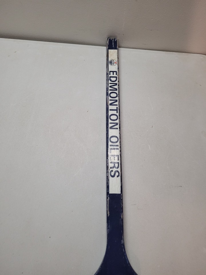 VINTAGE EDMONTON OILERS STANLEY CUP CHAMPIONS WOODEN GOALIE MINI STICK ...