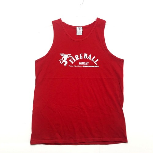 Fireball Whisky Tee T-Shirt Tank Top Mens Size M Medium Red Sleeveless ...