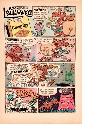 1964 ROCKY AND BULLWINKLE Cheerios Breakfast Cereal Food PRINT AD ART ...