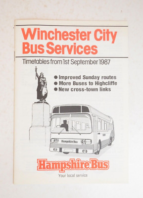 Bus Coach Timetable Hampshire Bus Winchester City 1st September 1987 ...