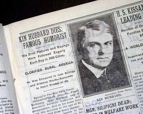 KIN HUBBARD Bellefontaine Ohio American Cartoonist Humorist DEATH 1930 ...