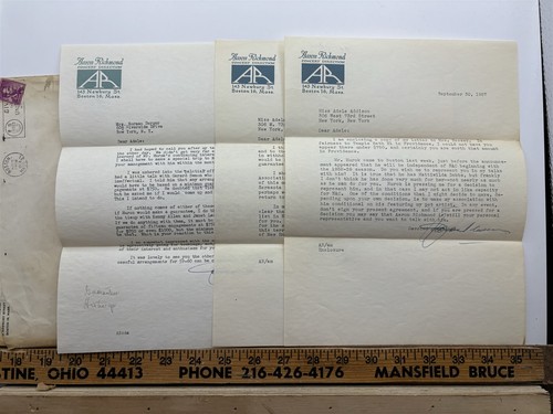 1957 Letters Aaron Richmond Concert Boston MA Adele Addison Opera ...
