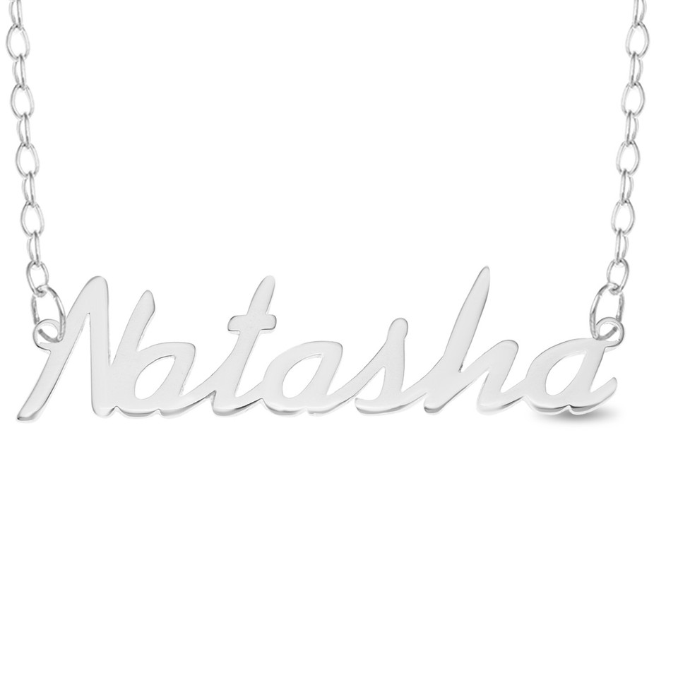 Natasha - Name Plate Necklace Pendent Sterling Silver female ...