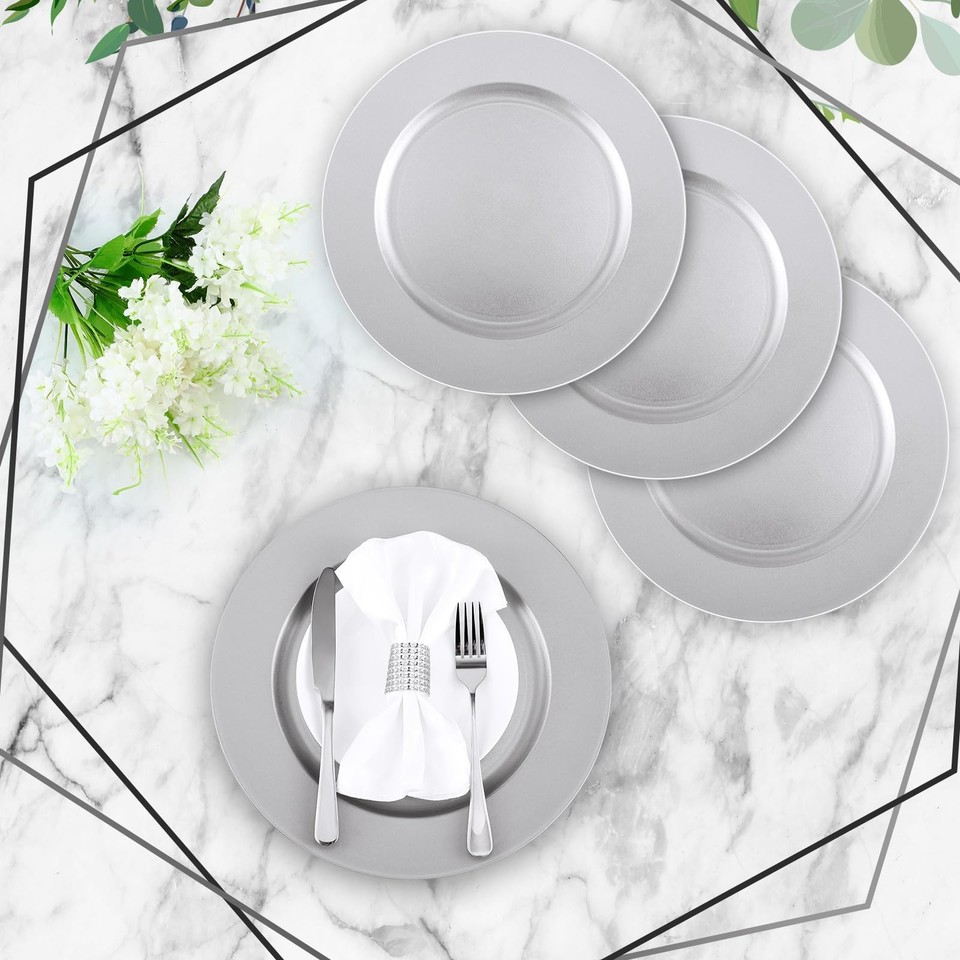 12 Pcs 13 Inch Charger Plates Bulk Round Wedding Chargers Plastic ...